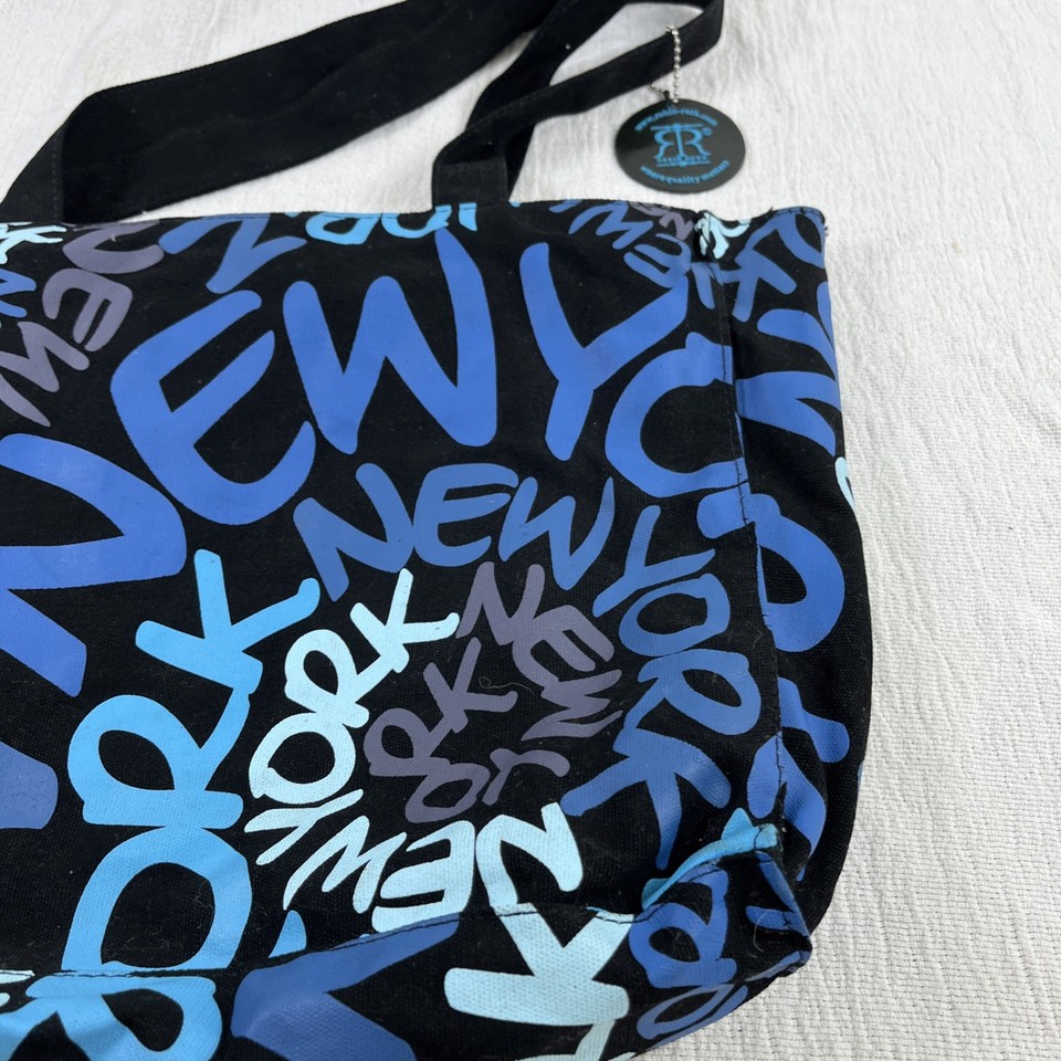 Y2K Canvas NY NEW YORK Shoulder Bag Shopping Carry On Tote 90s Preppy ...