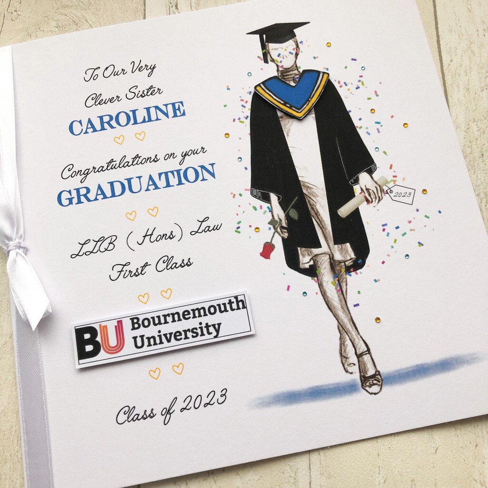 Personalised GRADUATION CARD Masters BSc BA Hons Dr. MA PHD MSc ...