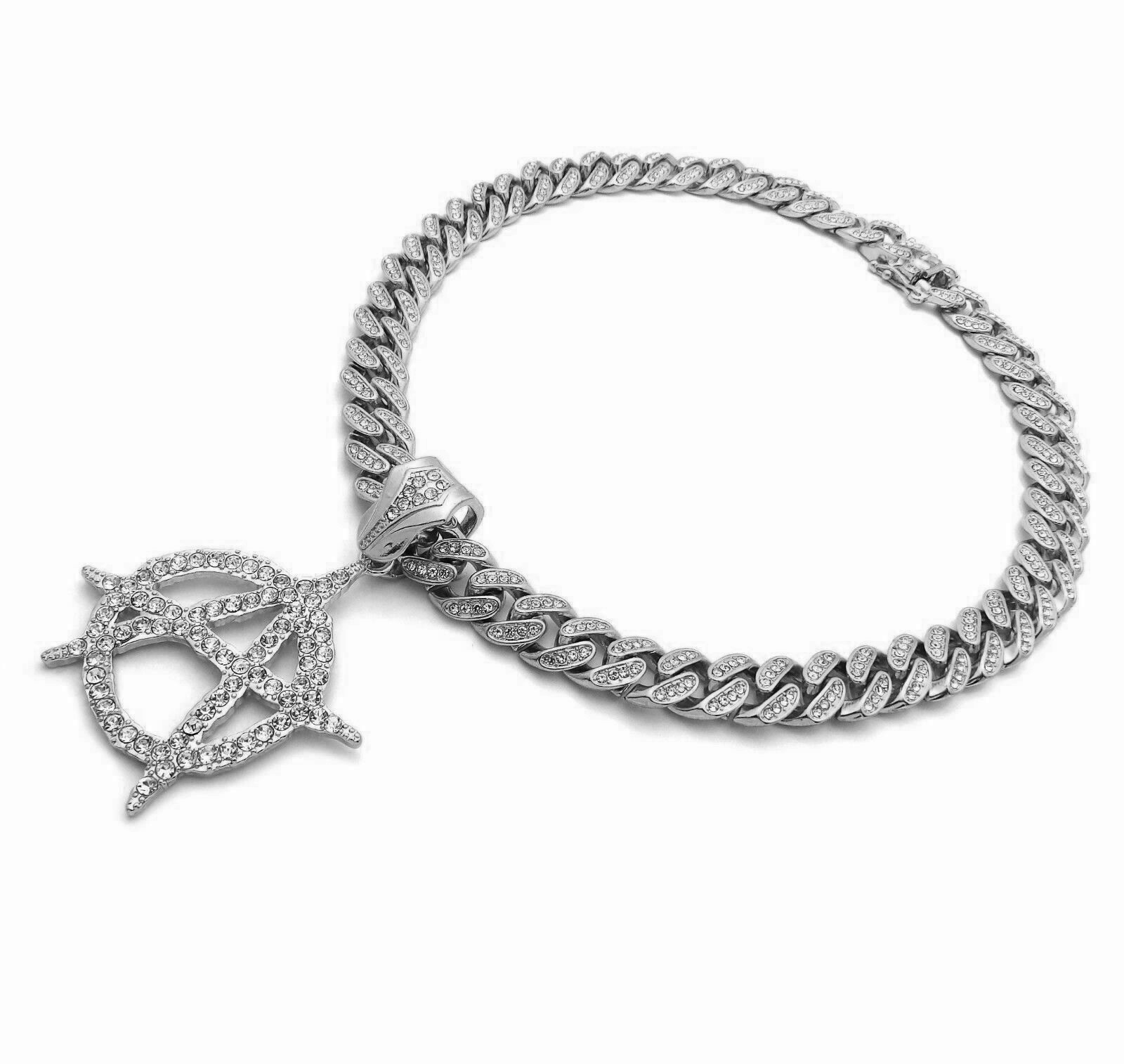 Hip Hop ANARCHY pendant Cubic Zirconia Cuban Choker Chain Bling Hip Hop ...