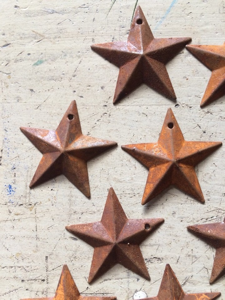 1.5" Primitive Rusty Tin/Metal Barn Stars Star 24 Pack Dimensional 1 1/ ...