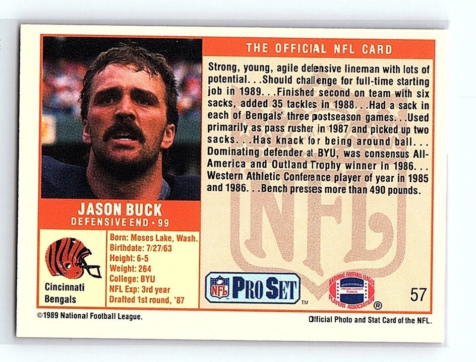 1989 Pro Set Jason Buck Cincinnati Bengals #57 | eBay