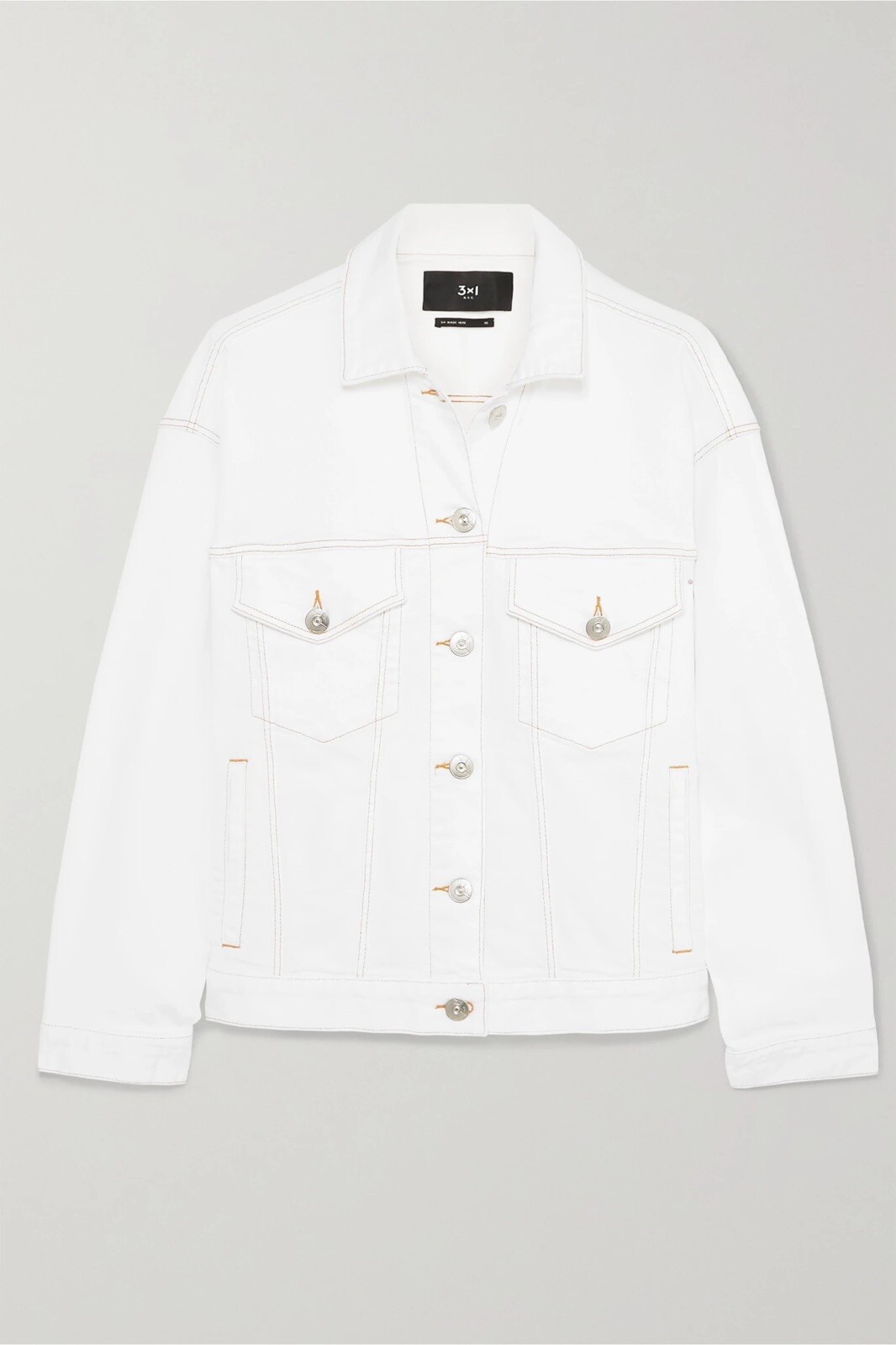 3x1 Selvedge Denim Jean Jacket Oversized Stretch Fabric White Medium ...