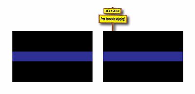 Pair (2) Thin Blue Line on Black, Support the Police Fallen Decal ...