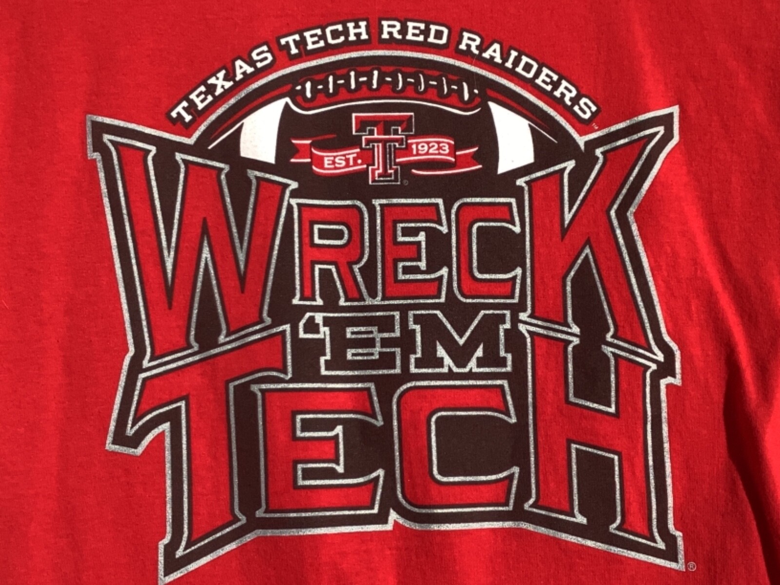 Texas Tech Wreck Em Tech red 2 sided T Shirt sz L Champions play here ...