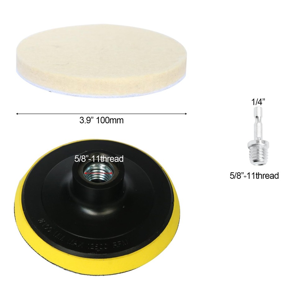 4 Inch Wool Felt Polishing Pad Buffing Wheel Kit for Drill,Fine ...
