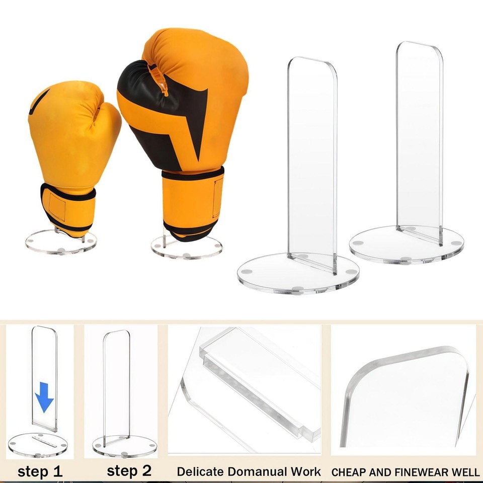 2x Boxing Glove Display Stand Acrylic Gloves Holder for Shelf Bar ...