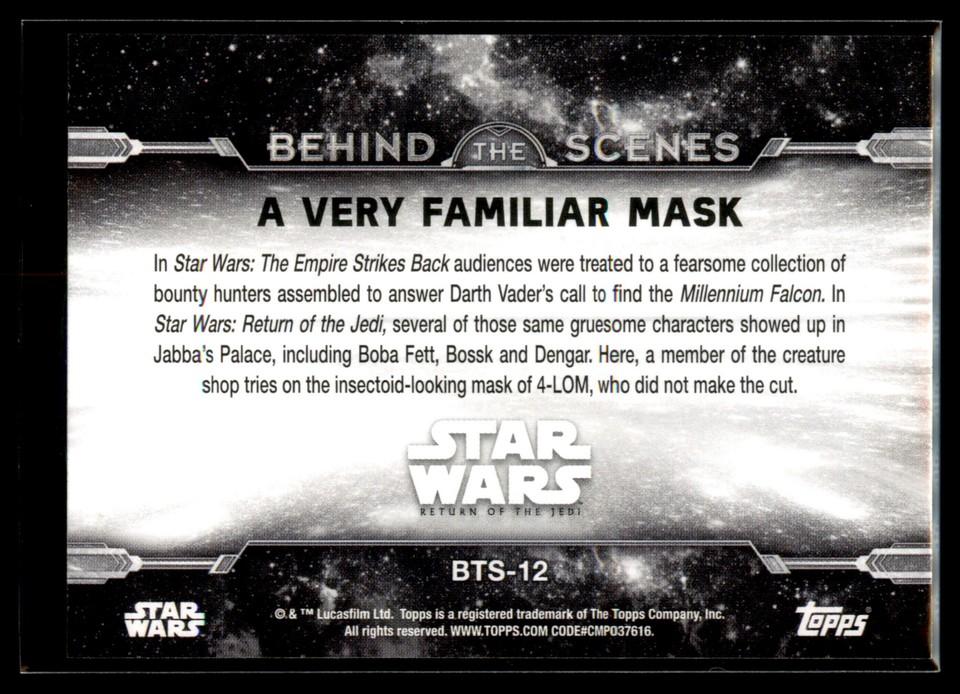 2020 Topps Star Wars ROTJ Black & White Behind the Scenes A very ...