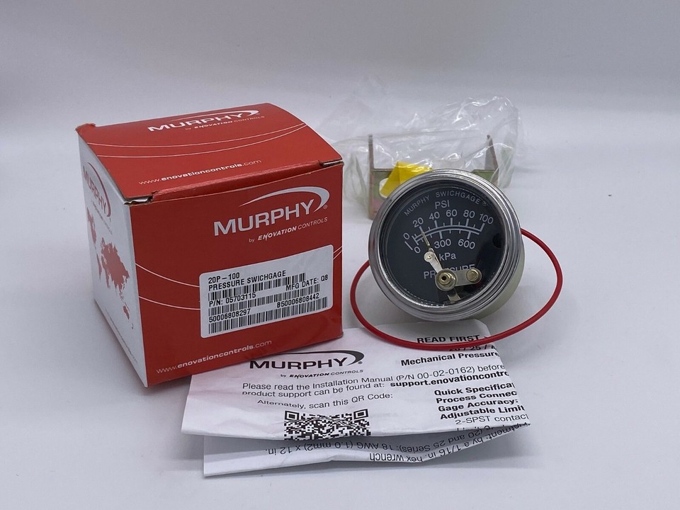 MURPHY 100 PSI OIL PRESSURE GAUGE 20P-100 05703115 CONST EQUIP CHIPPERS ...