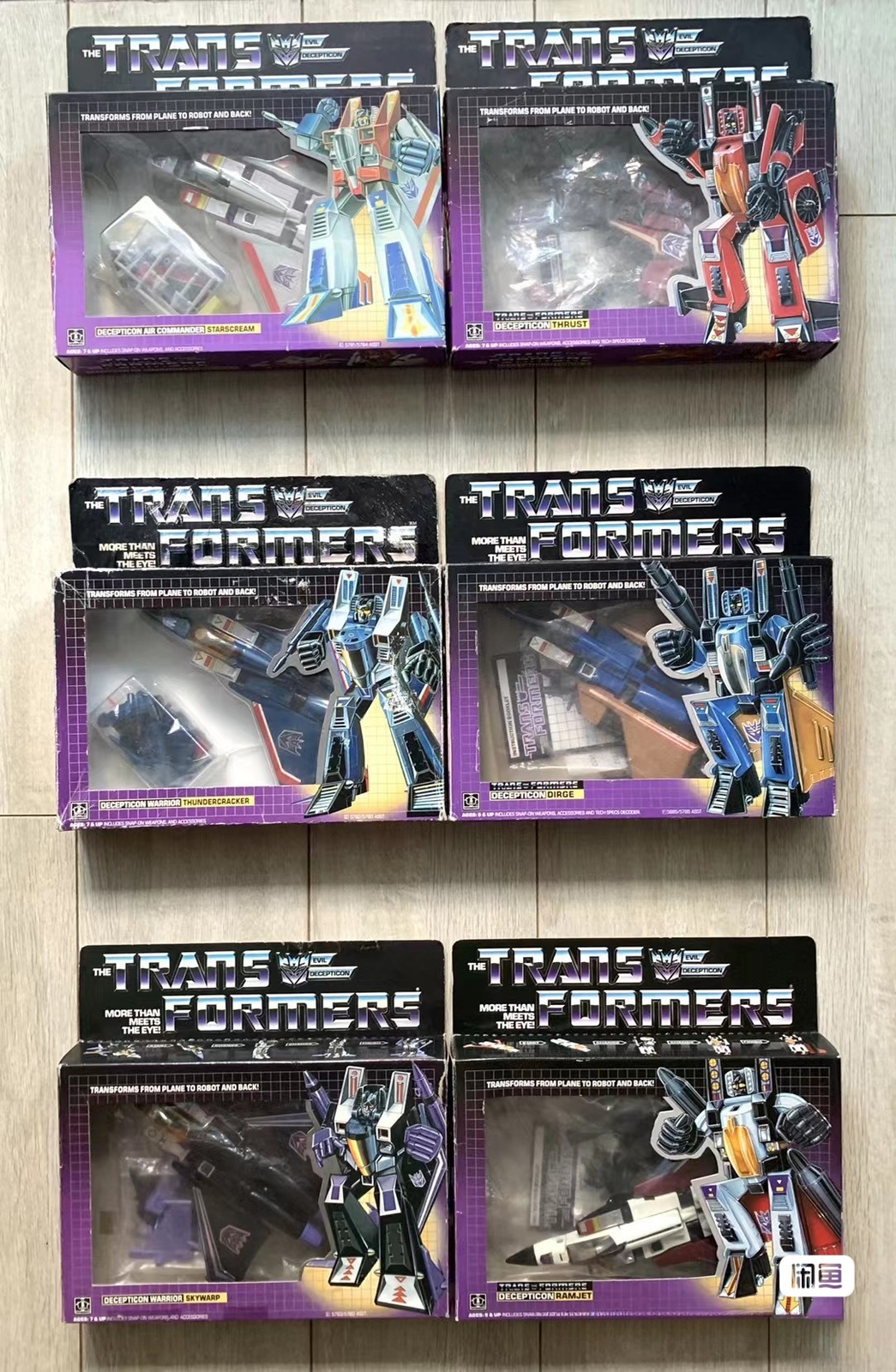 SET OF 6 G1 Reissue Starscream/Skywarp/Thundercracker/Ramjet/Thrust ...