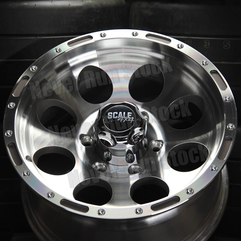 SCALE 4x4 S52 16x8 6x5.5 6x139.7 0 OFFSET MACHINED SILVER 8 HOLES TRUCK ...