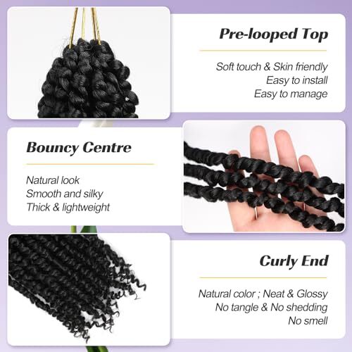 Passion Twist Hair 8 Inch Water Wave Crochet Hair 8 Inch (Pack of 6) 1B ...