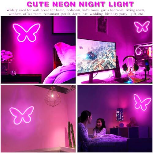 3 Pieces Butterfly Neon Signs, Butterfly LED Light USB or 3-AA Pink ...