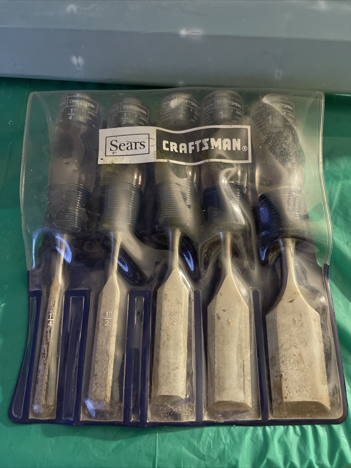 5 pc set vintage sears craftsman wood chisels with pouch | eBay