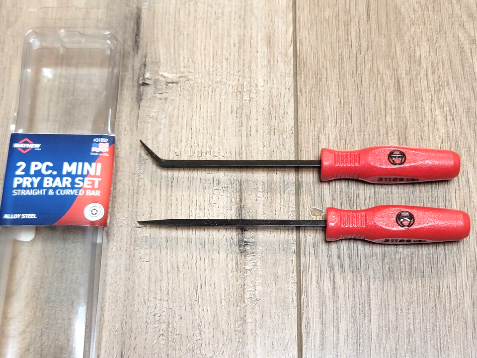 Mayhew 2pc Straight & Curved 5.5" Mini Pry Bar Set, made in the USA ...
