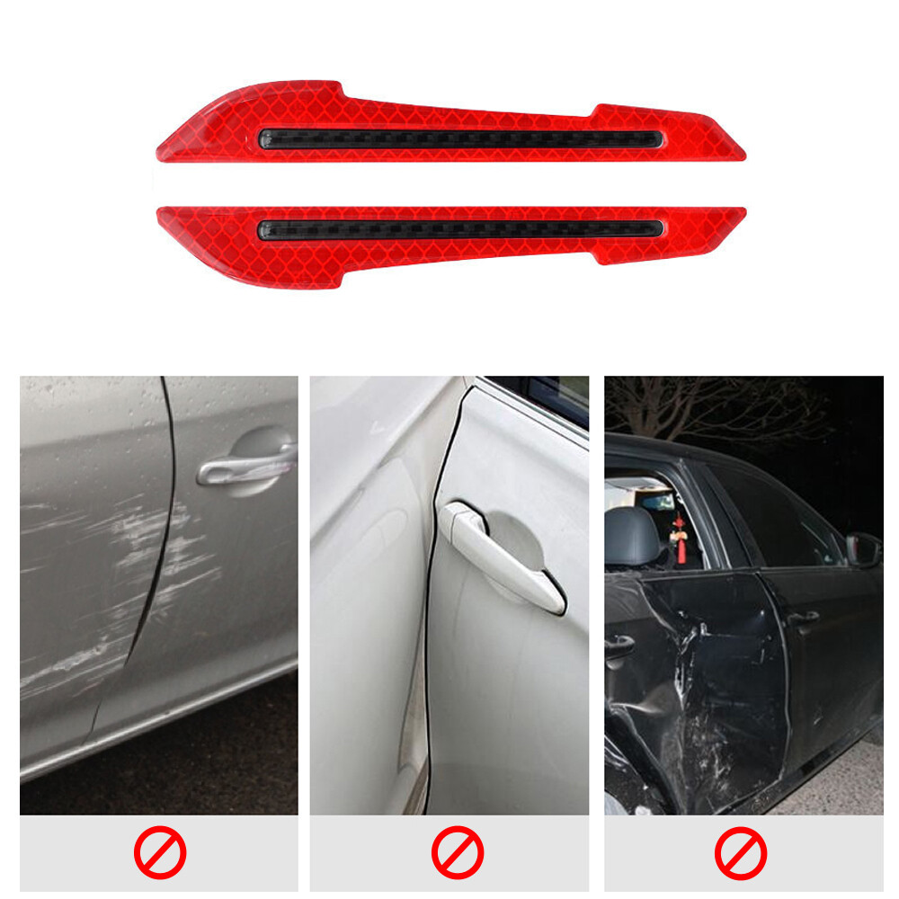 2x Car Side Mirror Warning Trim Reflective Red Carbon Fibre Stickers ...