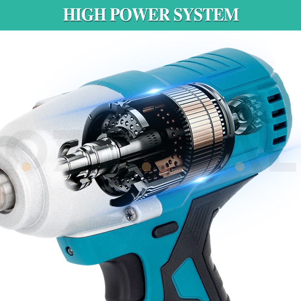 1500NM Brushless Cordless 1/2'' Impact Wrench Rattle Gun For Makita 18V ...