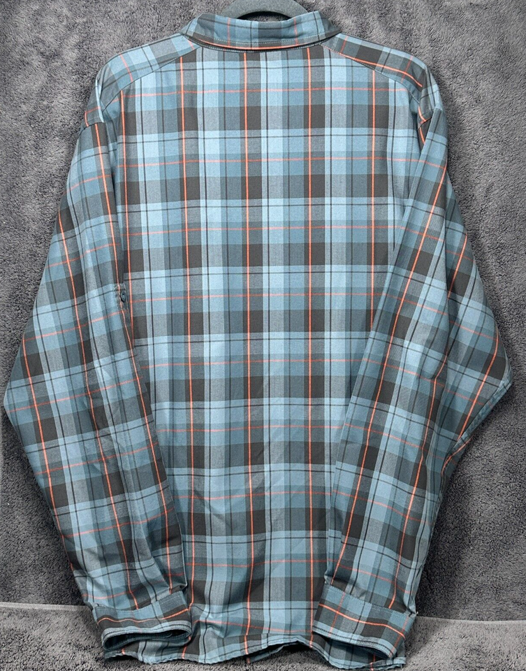 Columbia Omni Wick Hiking Shirt Long Sleeve w/Roll Tab Blue Gray Plaid ...