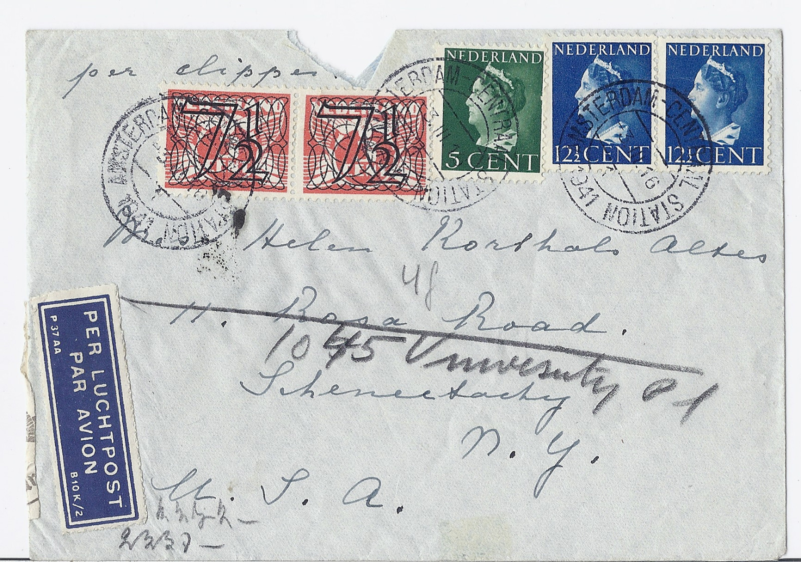 1941 Netherlands Amsterdam Central Station, Airmail - Cologne Railway w ...