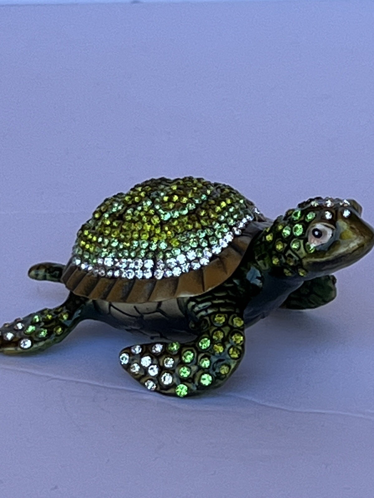 jeweled Sea Turtle Green Trinket Box. Hand Made With Swarovski Crystal ...