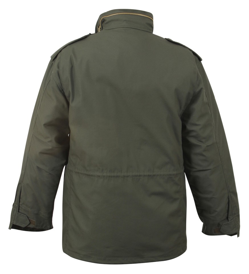 Men's Long Length M-65 Field Jacket in Black & Olive Drab Army Style ...