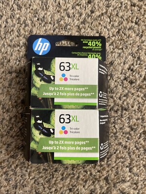 New Genuine HP 63XL High Yield Tri-color Ink Cartridge F6U63AN EXP23 ...