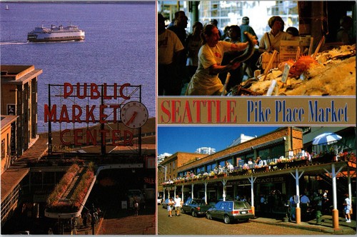 Seattle, Washington Pike Place Market Continental Postcard Ferry CB18 ...