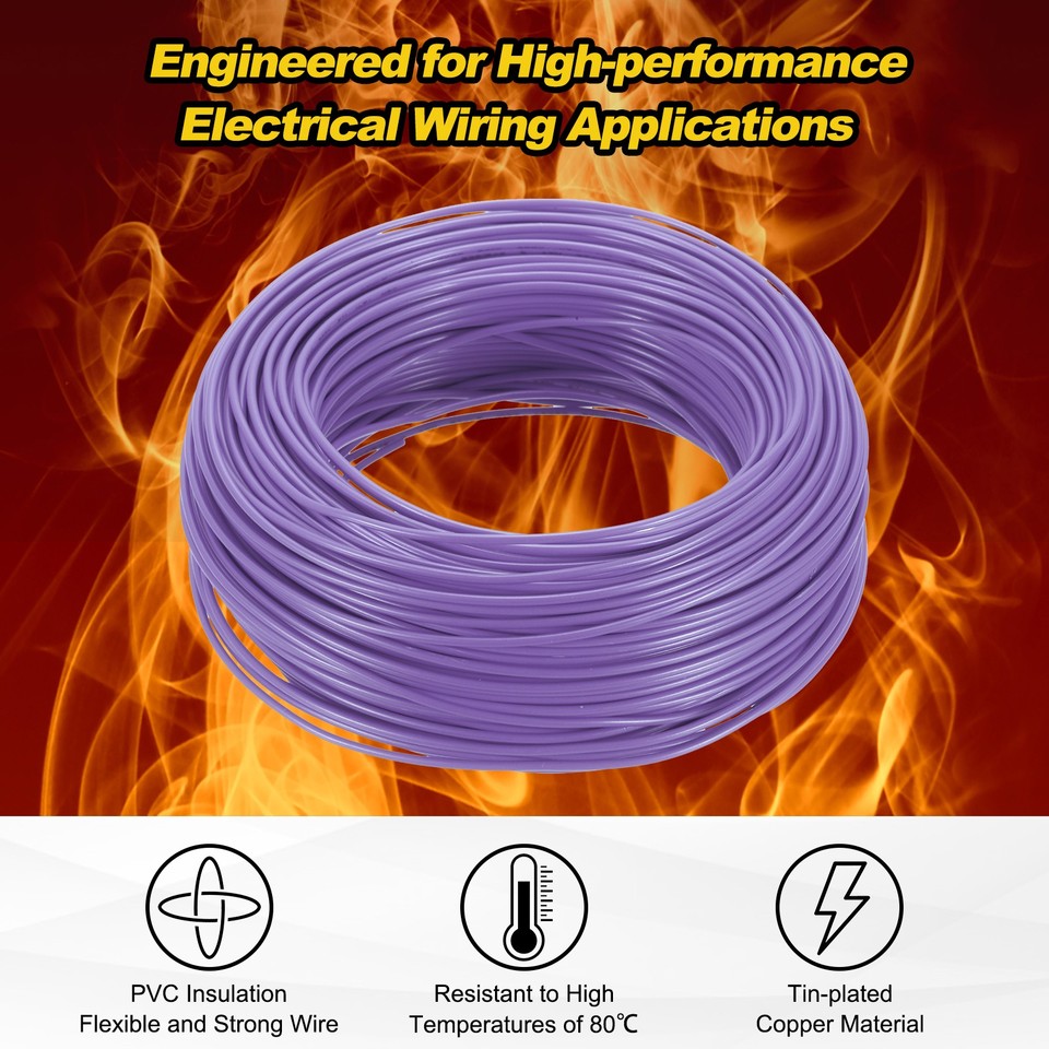 22 Gauge Hook Up Wire 200FT 300V Tinned Copper Electrical Wire, Purple ...