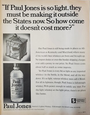1967 Paul Jones Whiskey Vintage Print Ad America's Lightest Whiskey | eBay