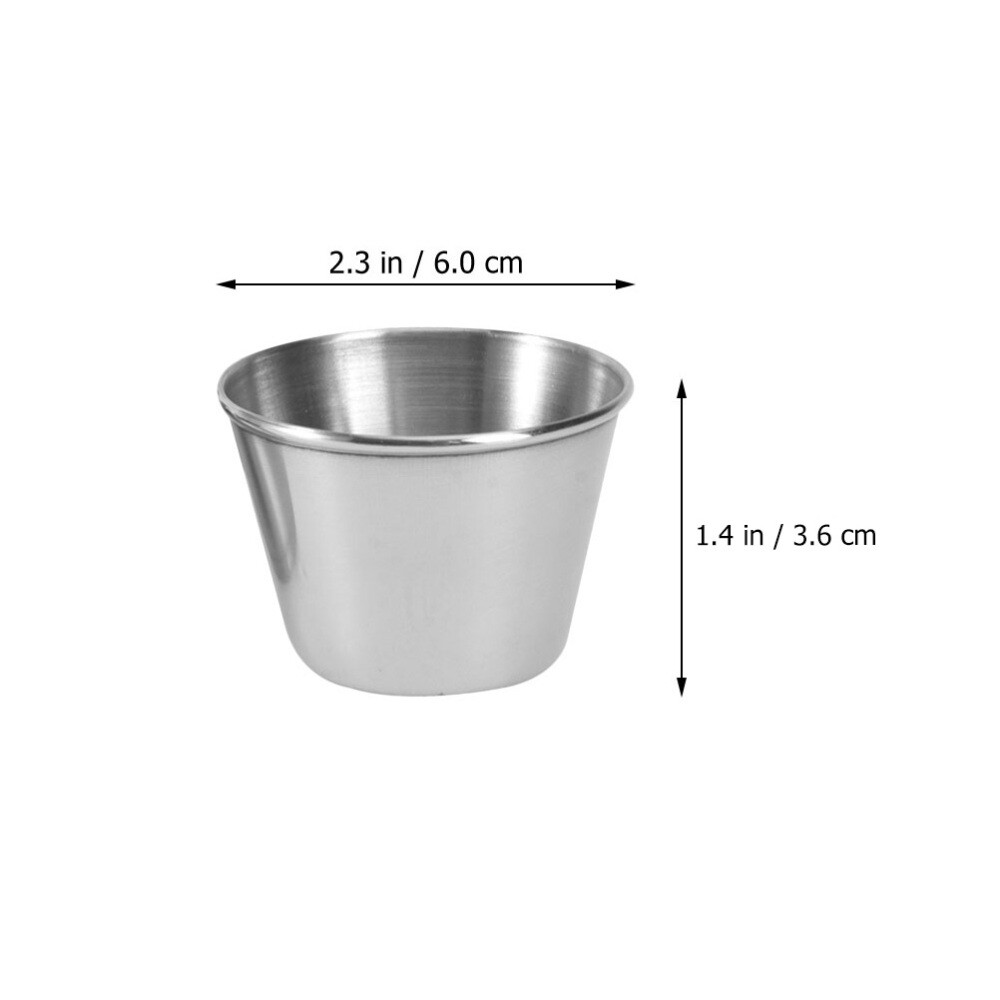 4 Pcs Stainless Steel Sauce Cup Small Ramekins Silver Round Condiment ...
