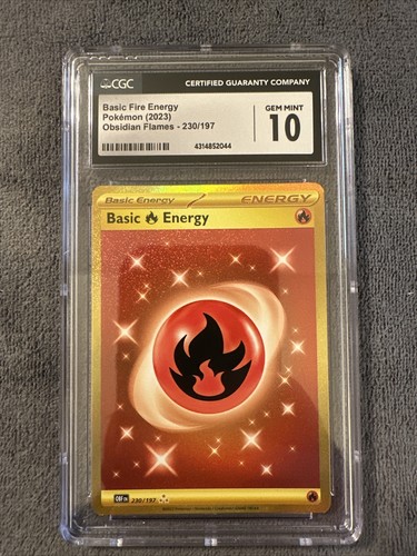 Pokemon TCG Basic Fire Energy 230/197 Obsidian Flames Secret Rare Gold ...