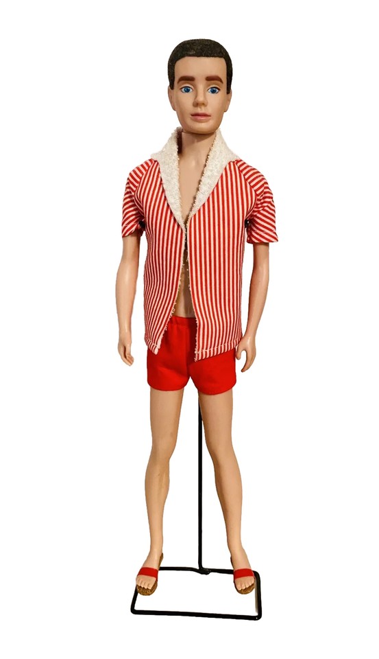 Vintage Barbie 1961 Brunette Flocked Hair First Ken Doll 0750 Mattel ...