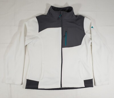 Snozu Performance Jacket Full Zip Fleece White Gray Fuzzy Soft Ladies ...