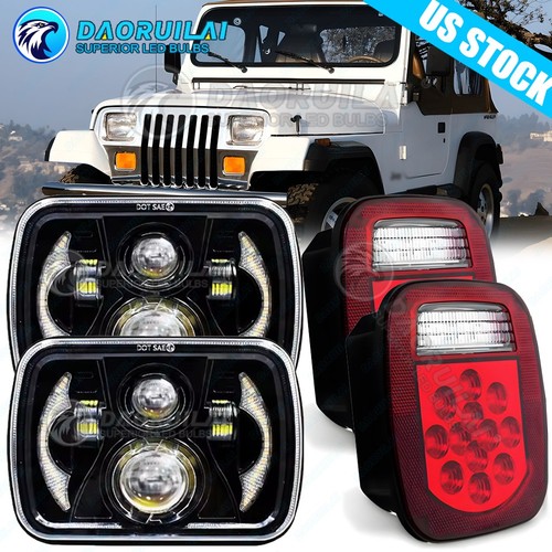 Combo For Jeep Wrangler YJ 1987-1995 LED Tali Lights + 5x7" LED ...