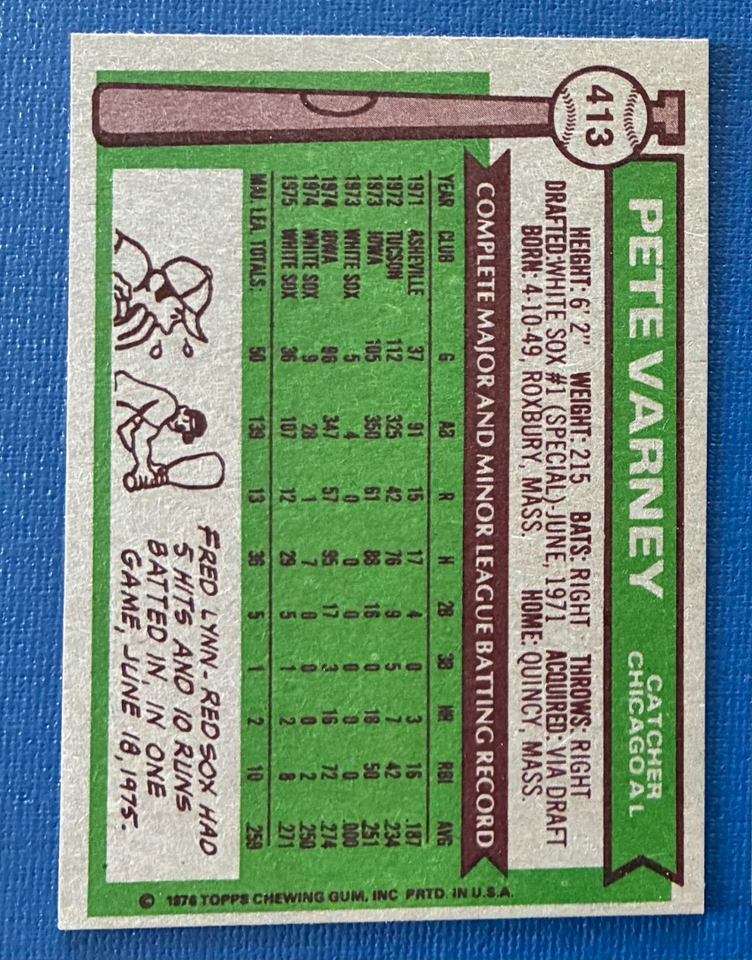 1976 Topps Baseball #413 Pete Varney - Chicago White Sox - NM | eBay UK