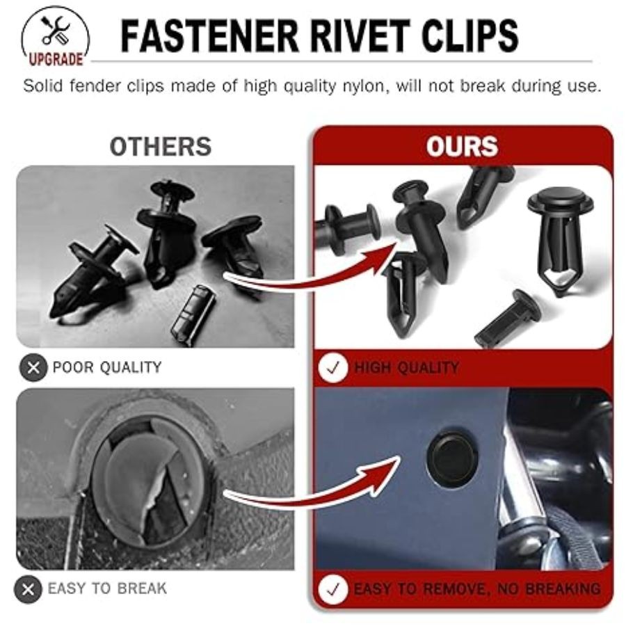 120 PCS 8mm UTV ATV Fender Clips Push Body Rivets Fasteners Clamps ...