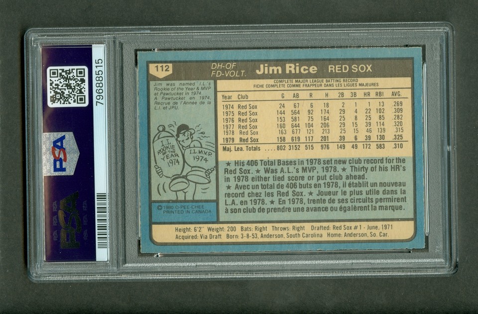 Jim Rice 1980 O-Pee-Chee #112 PSA Graded 8 NMMT | eBay
