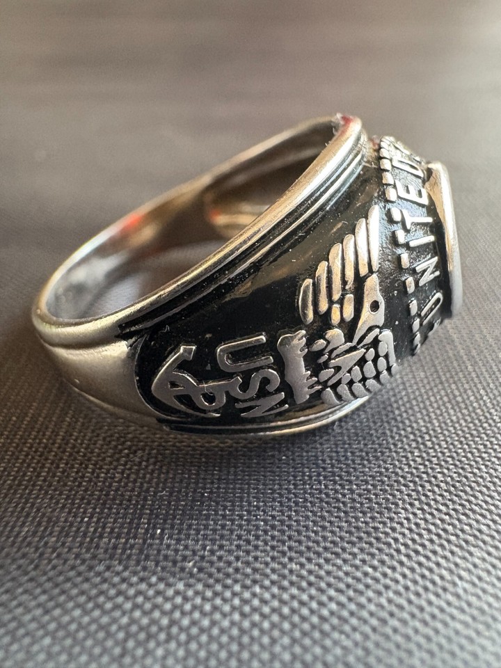 925 Sterling Silver Red Stone Ring United States Navy Ring USN Ring ...