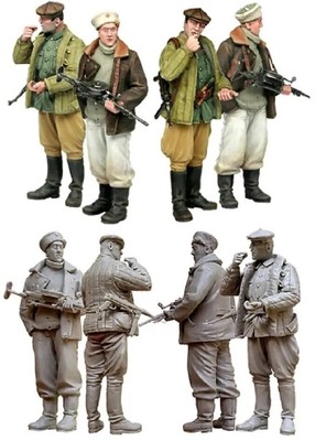 1/35 Resin Figure Model Kit Soviet Guerrillas Russian Soldiers WW2 War ...