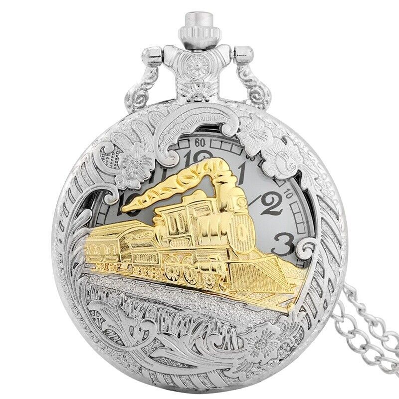 Steampunk Unique Train Design Quartz Pocket Watch Necklace Gifts for ...
