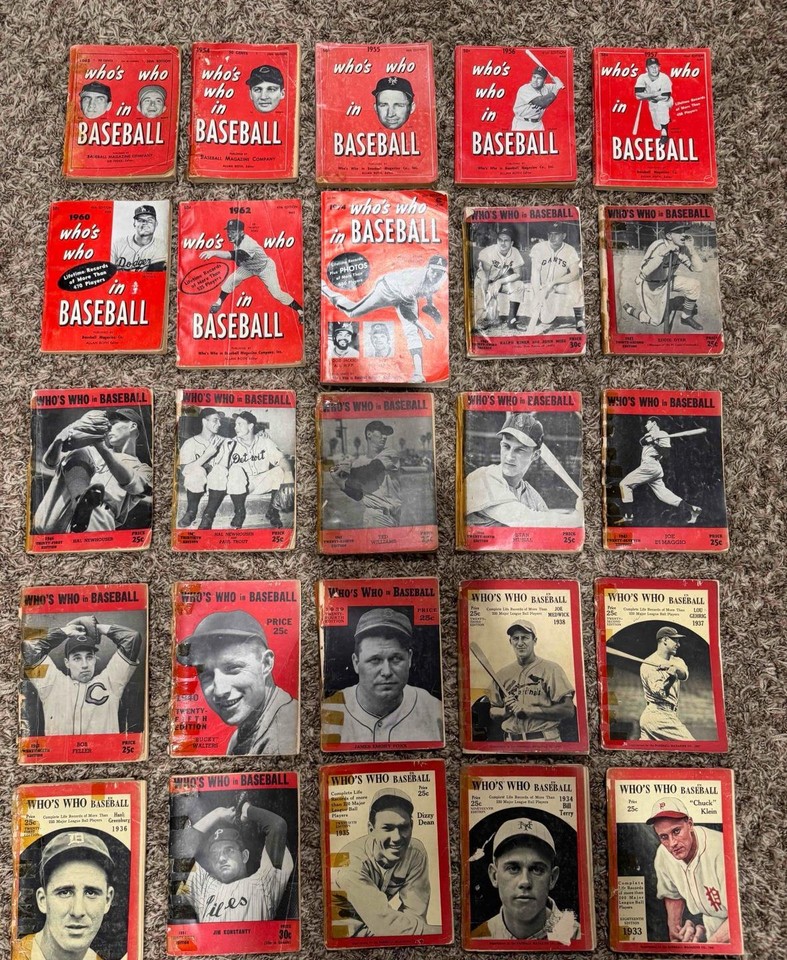 LOT OF 34 - WHO'S WHO BASEBALL 1926 - 1974 LOU GEHRIG MICKEY MANTLE JOE ...