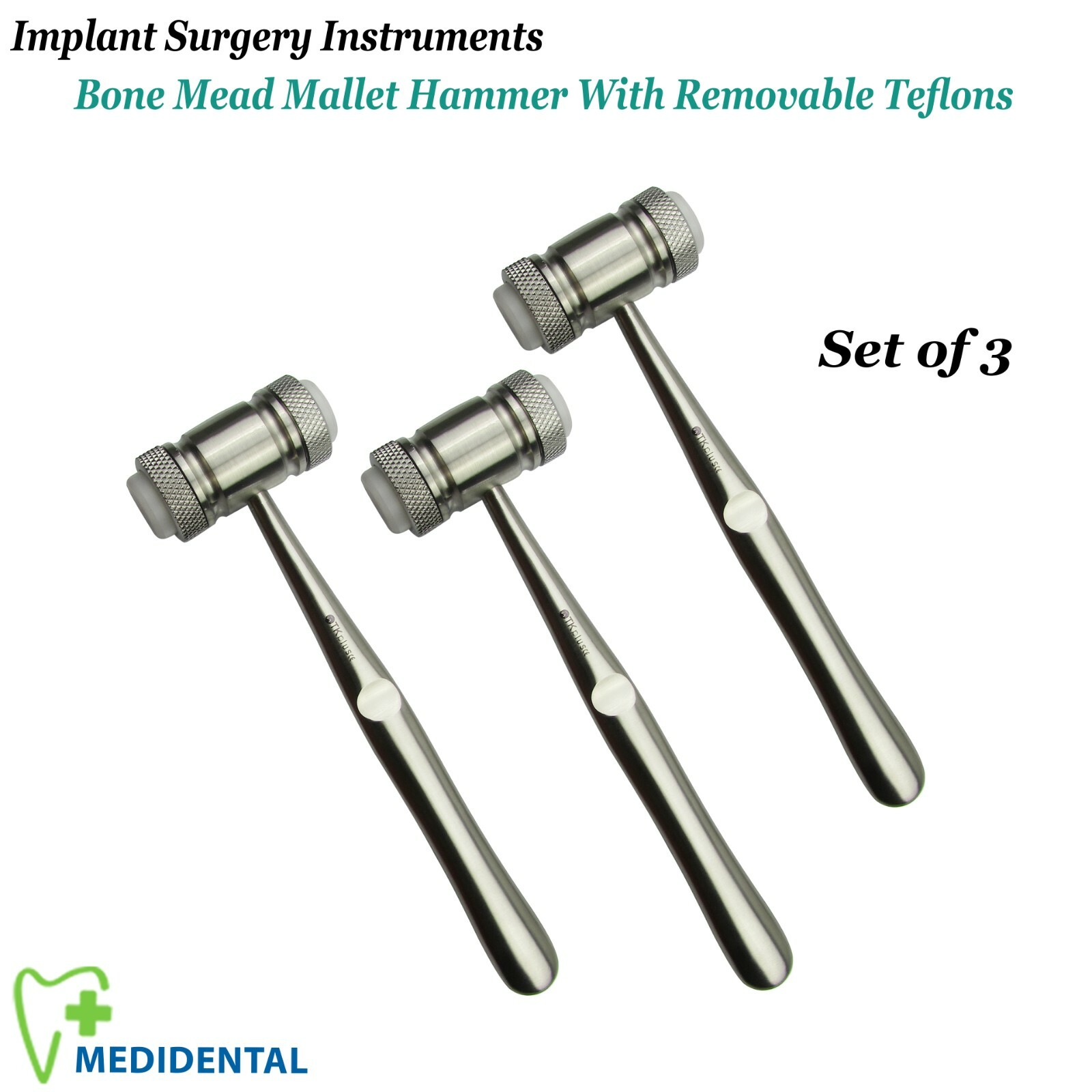 Set Of 3 Bone Mead Mallet Lifting Hammers Surgical Dental implant ...
