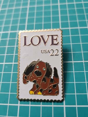Vtg 1985 USPS Postal Stamp 22 Cent Love Dog Gold Tone Lapel Pin | eBay