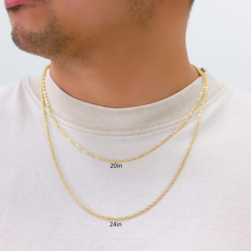 10K Yellow Gold 1mm-4mm Laser Diamond Cut Rope Chain Necklace Men Women ...