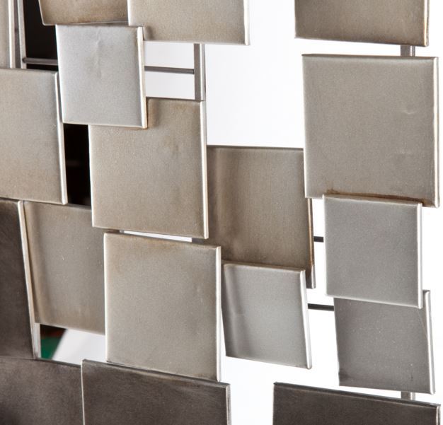 Geometric Silver Huge Abstract Metal Wall Art Display Modern Square ...