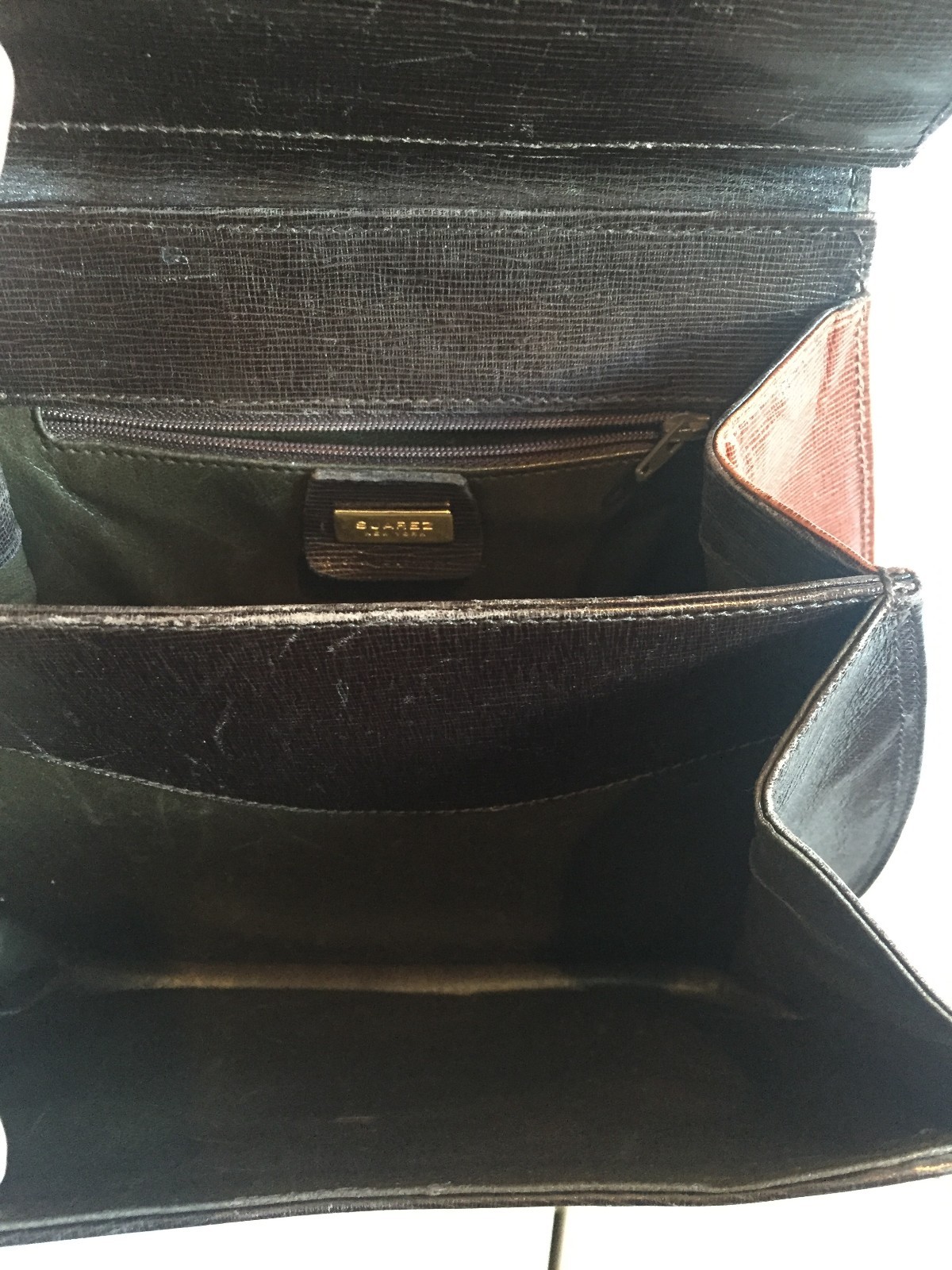 Vintage SUAREZ New York Two Toned Brown Leather Purse Bag Handbag Tote ...