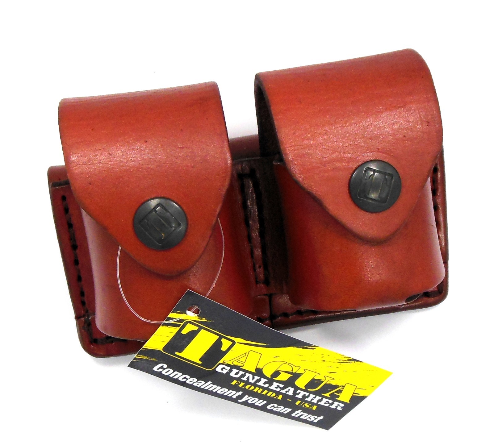 TAGUA GUNLEATHER BROWN LEATHER DOUBLE SPEEDLOADER POUCH for .44 .45 CAL ...
