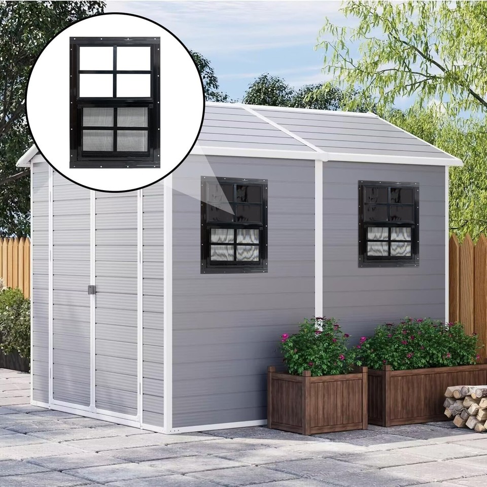 Weather-Resistant Black Shed Windows 14" x 21" with Tempered Glass - 2 ...