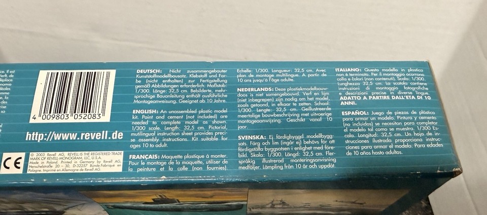 REVELL GERMAN RESEARCH VESSEL METEOR BOAT SHIP MODEL KIT 1:300 BOXED ...