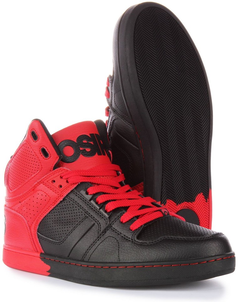Osiris NYC 83 CLK Supported Heel Mid Top Skate Trainer Black Red Mens ...