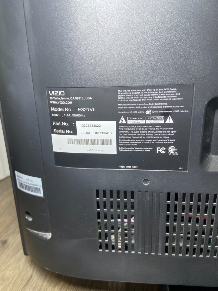 HDTV TV Vizio E321VL Television For Parts or Repair | eBay